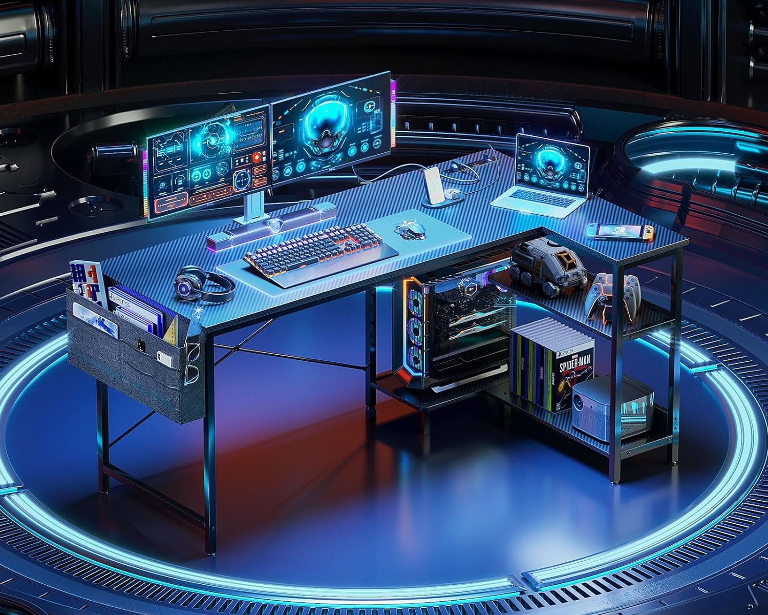 ODK 55 Inch L Shaped Gaming Computer Desk with Power Outlets - The ...